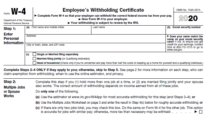 2020 IRS Form W-4