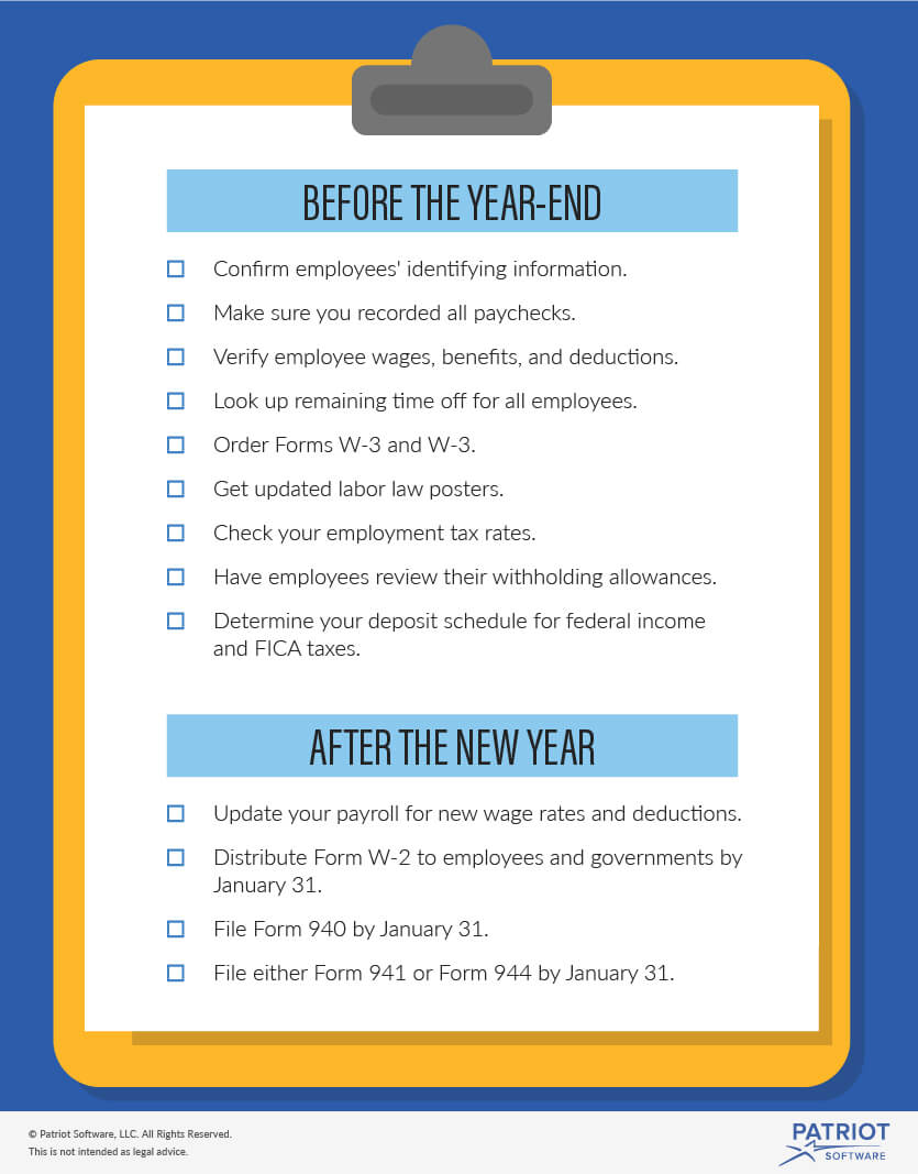2018 Year-End Payroll Checklist
