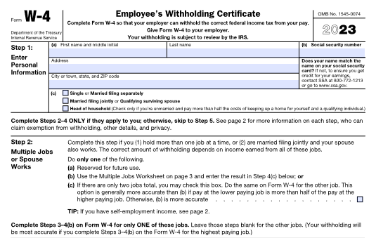IRS Makes Minor Changes to 2023 W-4 Form - CPA Practice Advisor